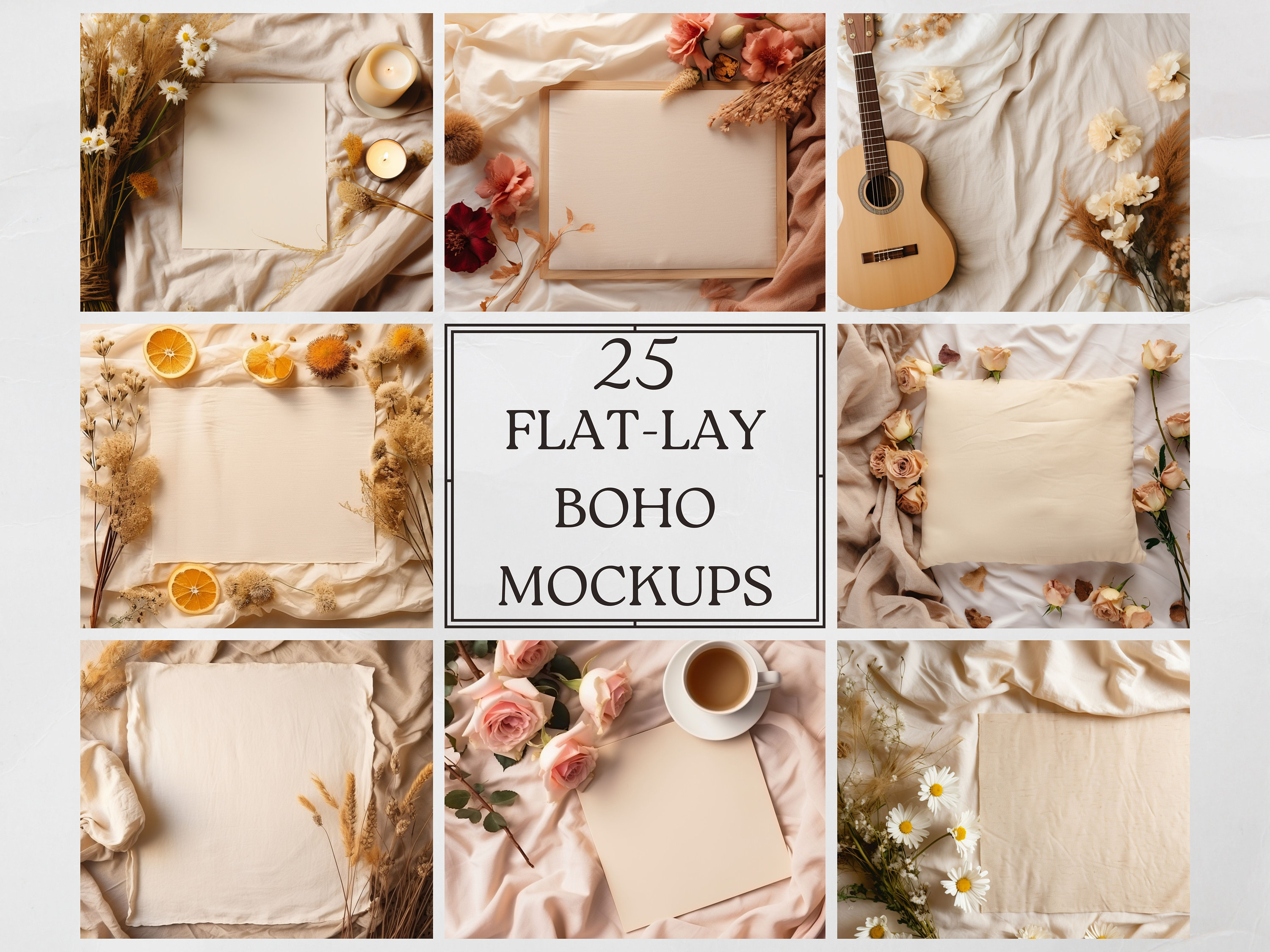25 Boho Flat-lay Mockups, Product Display Mockup, Jewelery Mockup ...