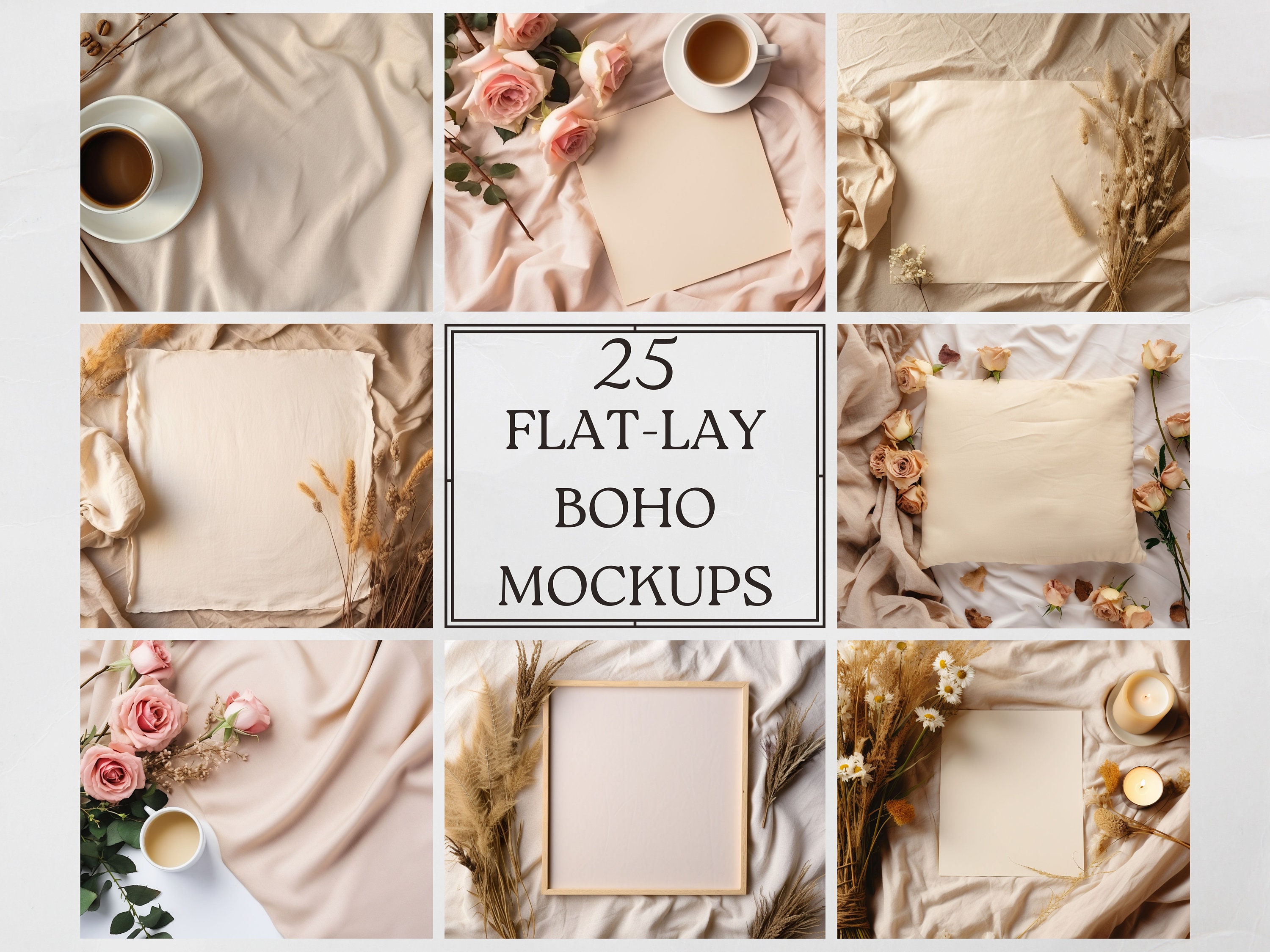 25 Boho Flat-lay Mockups, Product Display Mockup, Jewelery Mockup ...
