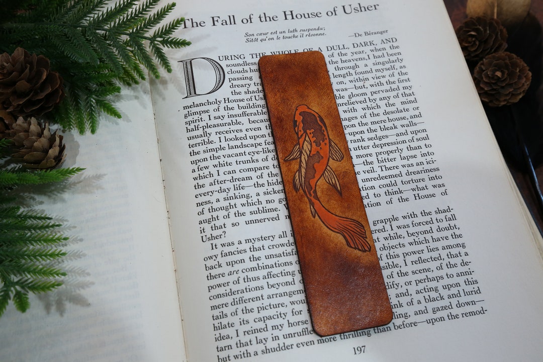 Koi Fish Bookmark | Handmade Unique Leather Bookmark | Gift for Book ...