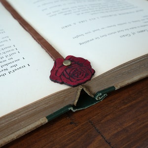 Leather Rose Bookmark | Handmade Floral Cottagecore Reader Gift - Etsy