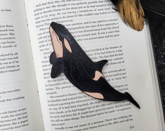 Orca Leather Bookmark — Handmade Literary Accessory - Etsy