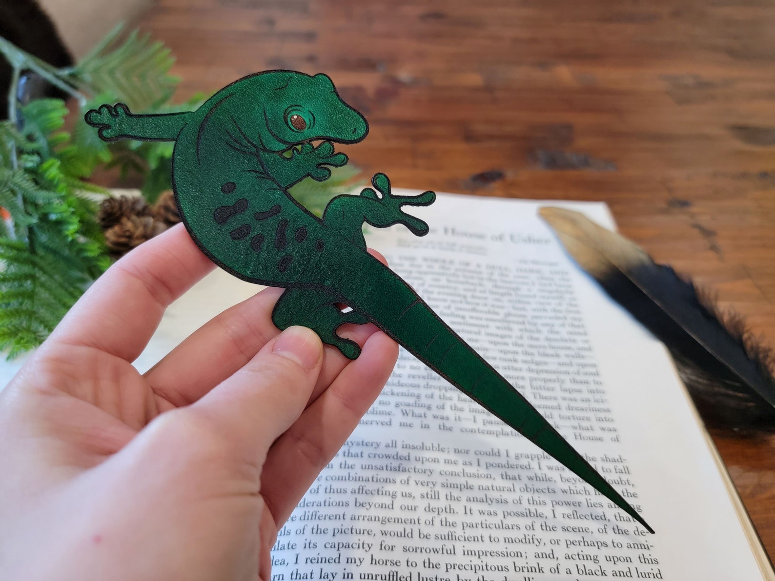 Lizard Bookmark | Leather Reptile Bookmark | Unique Gift for Book ...