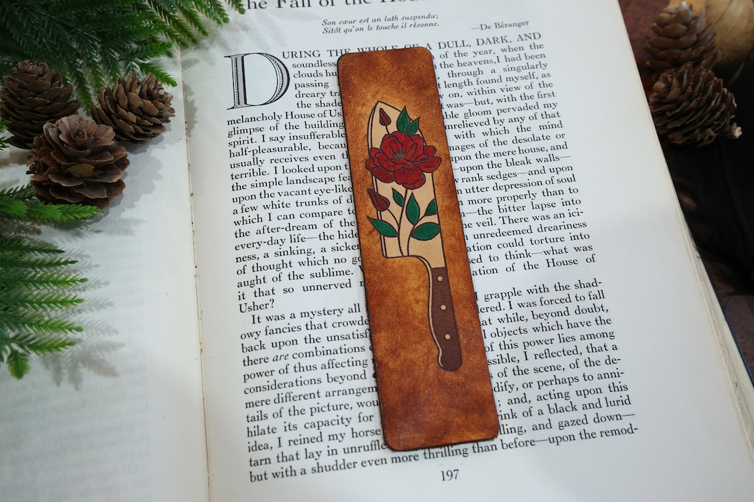 Floral Knife Bookmark | Leather Handmade Bookmark | Bookish Gift ...