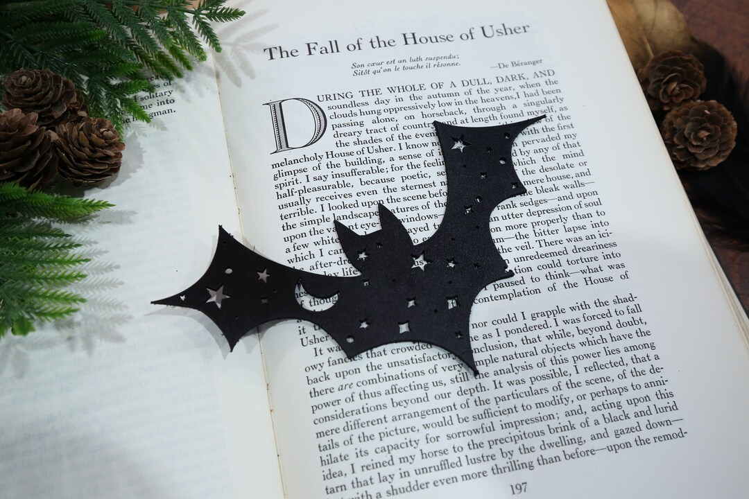 Celestial Bat Bookmark | Cute Halloween Leather Bookmark | Horror ...