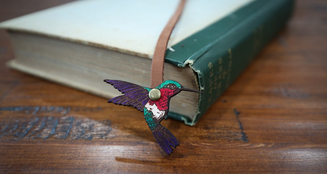 Hummingbird Bookmark | Leather Bird Bookmark | Unique Gift for Reader ...
