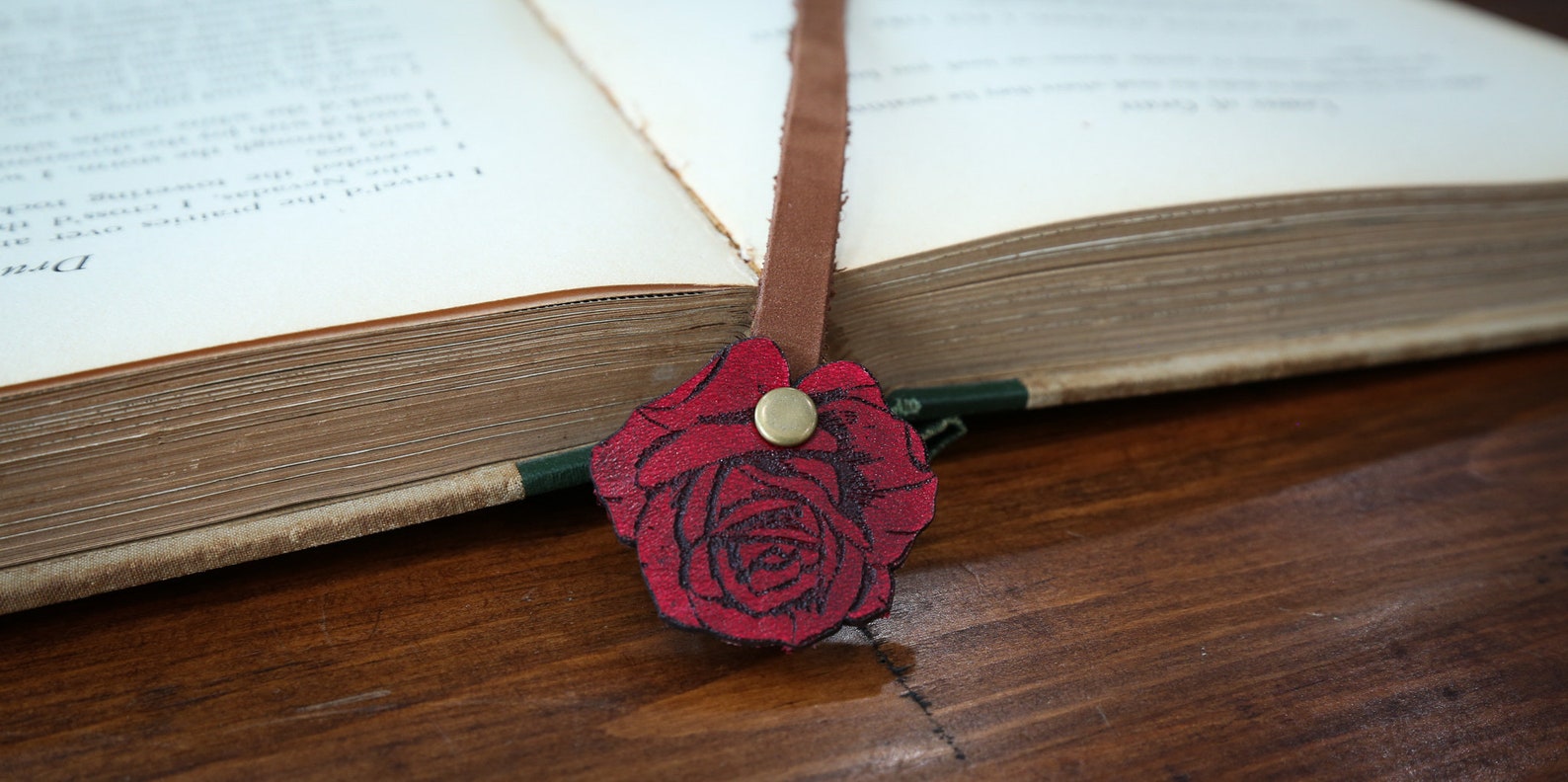 Leather Rose Bookmark | Handmade Floral Cottagecore Reader Gift - Etsy
