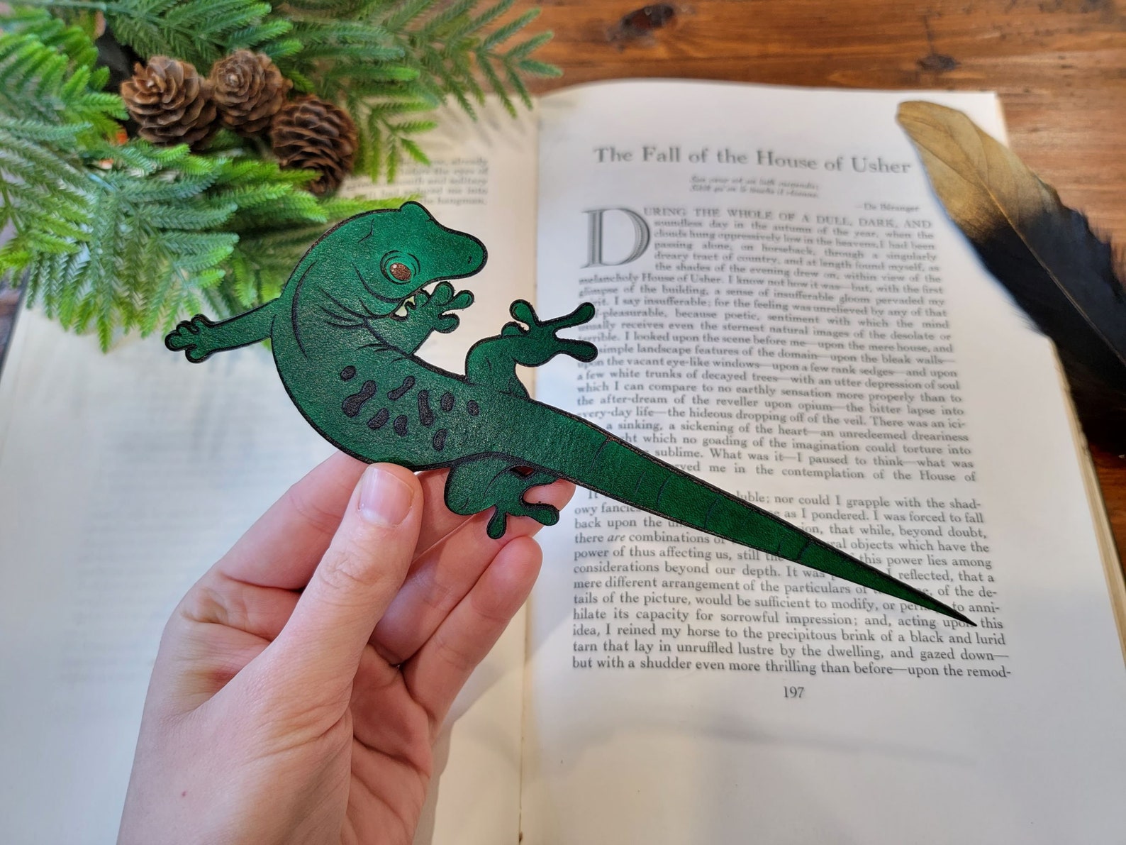 Lizard Bookmark | Leather Reptile Bookmark | Unique Gift for Book ...