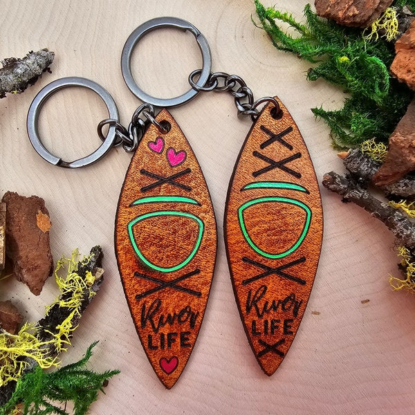 Leather Kayak Keychain - Etsy