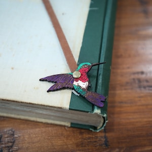 Hummingbird Bookmark | Leather Bird Bookmark | Unique Gift for Reader ...