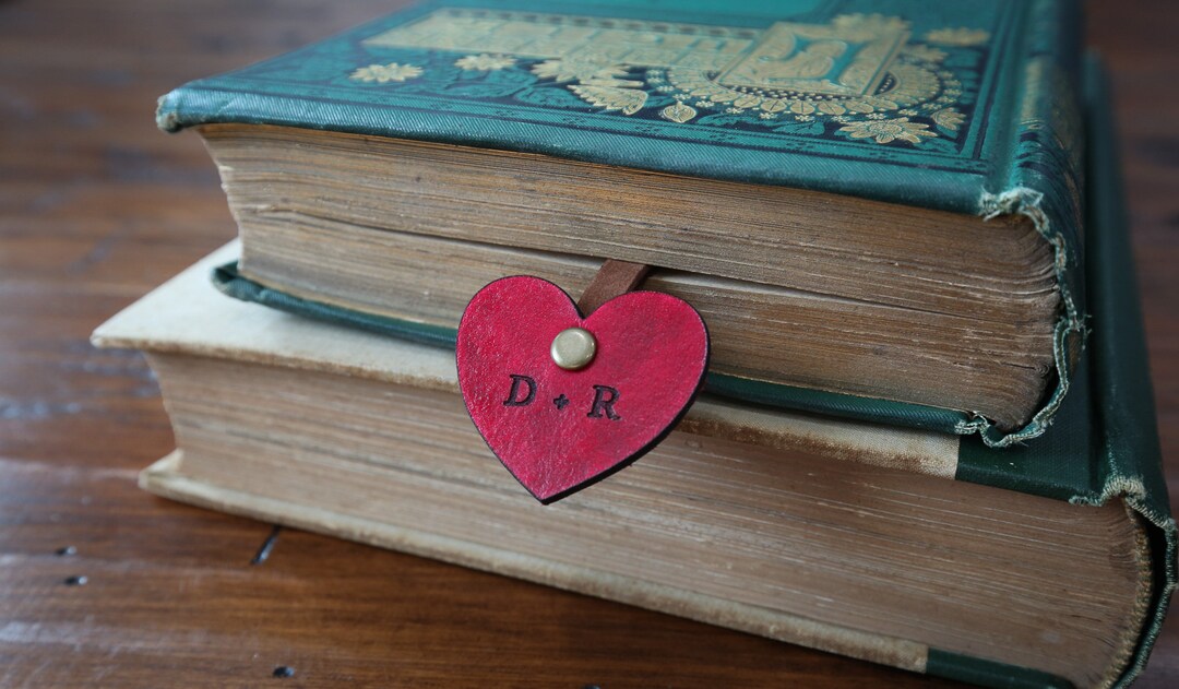 Valentine's Day Bookmark | Personalized Heart Bookmark | Leather ...