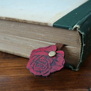 Leather Rose Bookmark | Handmade Floral Cottagecore Reader Gift - Etsy