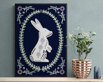 Scandinavian Rabbit Folk Art - Etsy