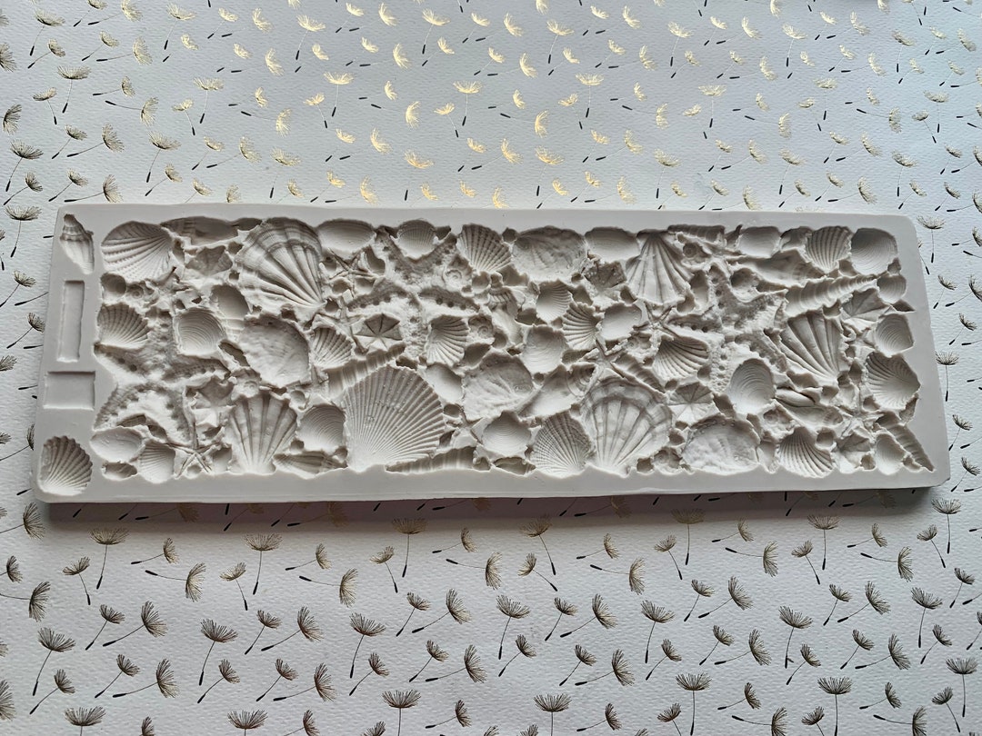 Beach Themed Starfish Seashells Silicone Mold 3D Large 13.5” Wide 4.5 ...