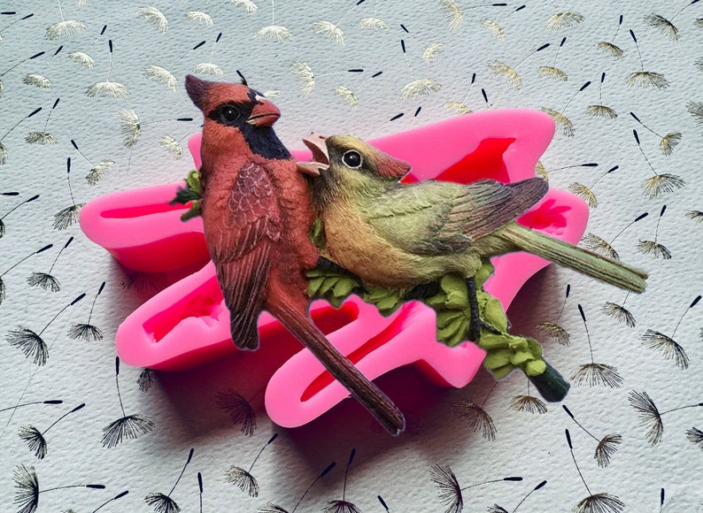 Cardinal Bird Couple Silicone Mold 3D 4”long 3”tall .65”depth - Etsy