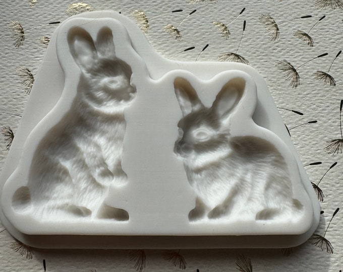 Rabbit Silicone Mold Bunny#1 2.8”tall 1.7”wide Bunny #2 2”tall 1.75 ...