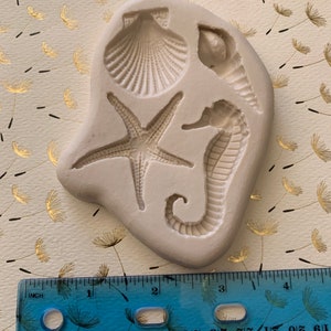 Ocean Themed Silicone Mold 3D 1.75 and 1.5 Shells/2starfish/2 Seahorse ...