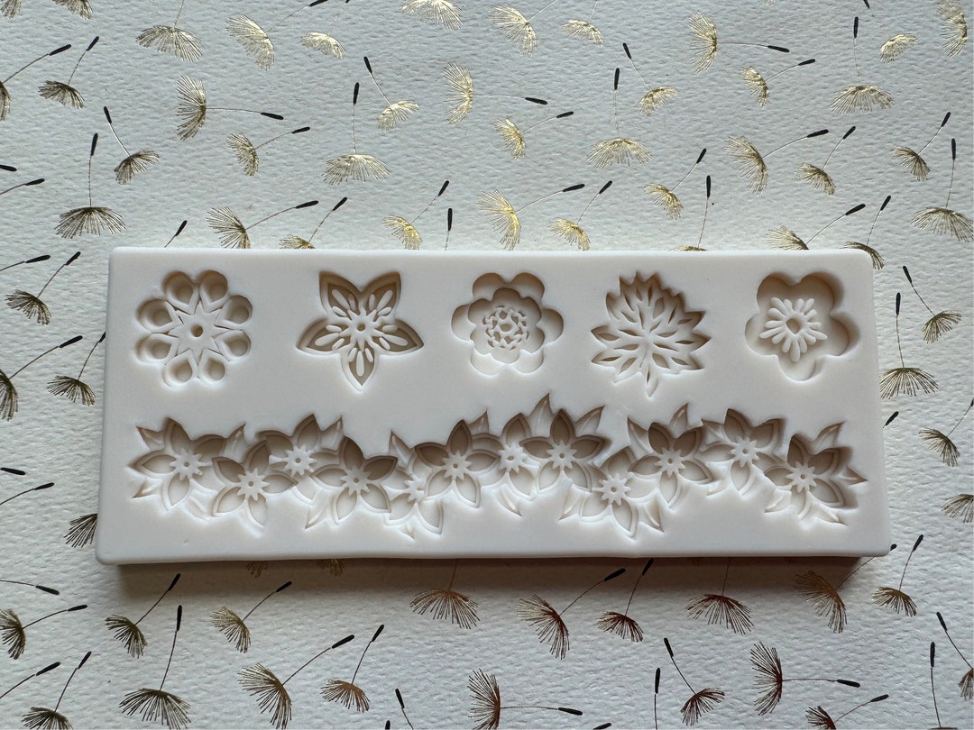 Petite Flowers and Floral Border Silicone Mold 3D 5.75” Long 1”tall .35 ...