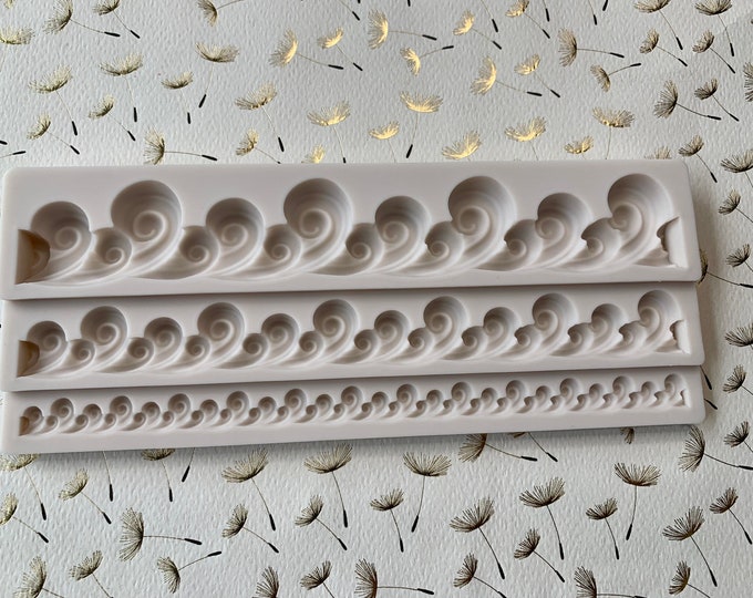 Ocean Waves Silicone Mold LG 1”tall 7.5”long.6”depth MD .9”tall 7.5 ...