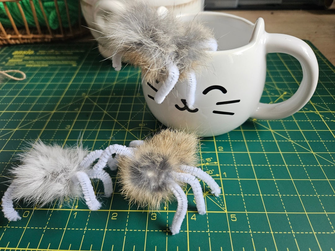 3 Pack of Handmade Scary Furry Spiders Made of Real Rabbit Fur for ...
