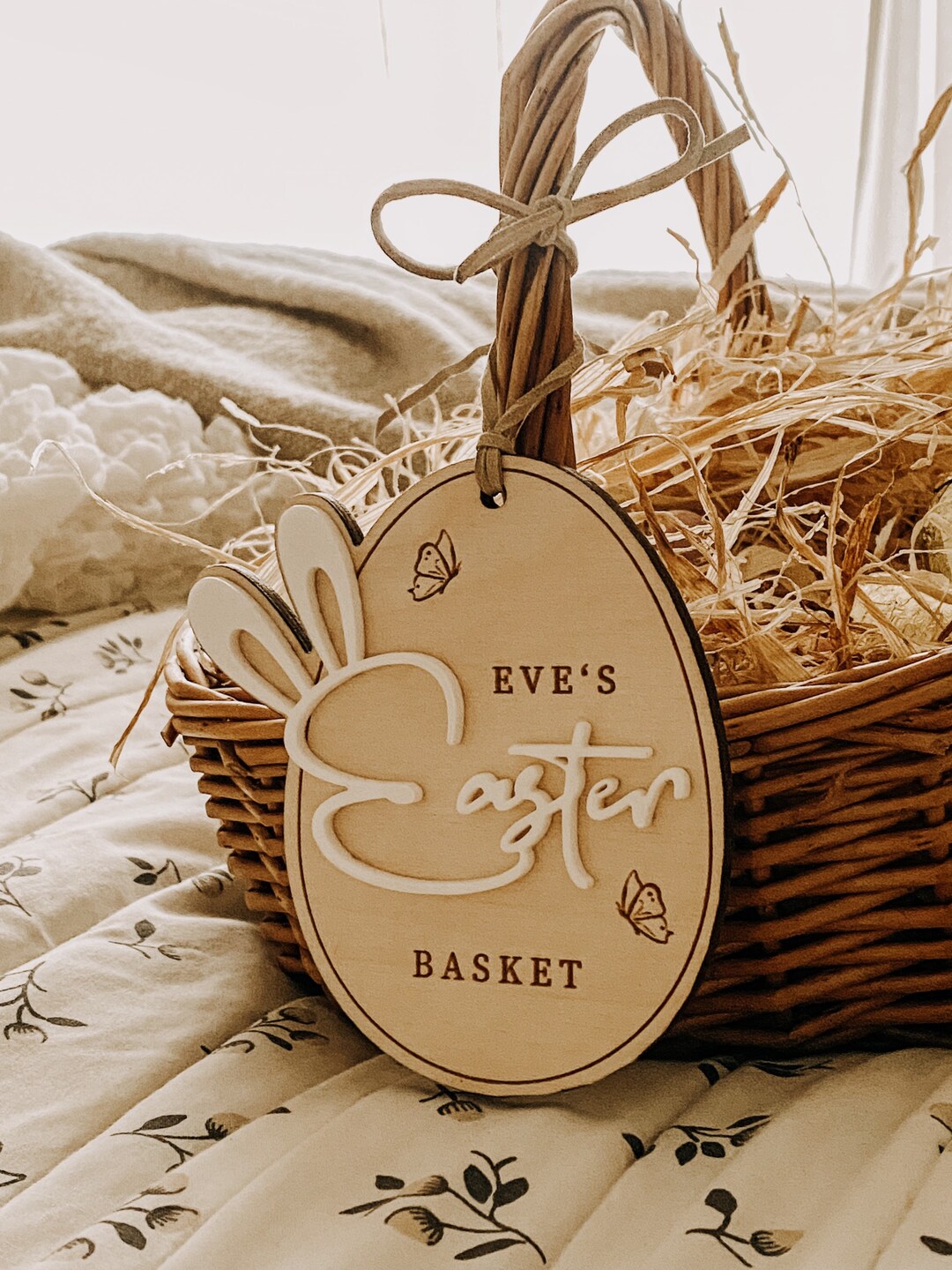 Personalised Easter Egg Tag, Easter Basket Tag, Wooden Name Tag, Easter ...