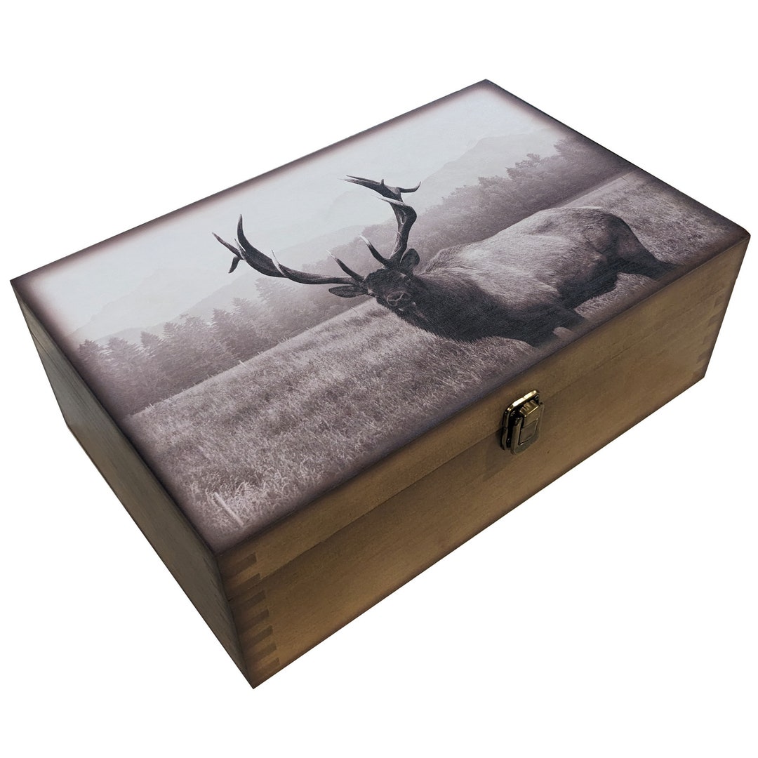 Elk, Deer, Hunting Keepsake Box Large Wooden Memory Box Gift Box ...