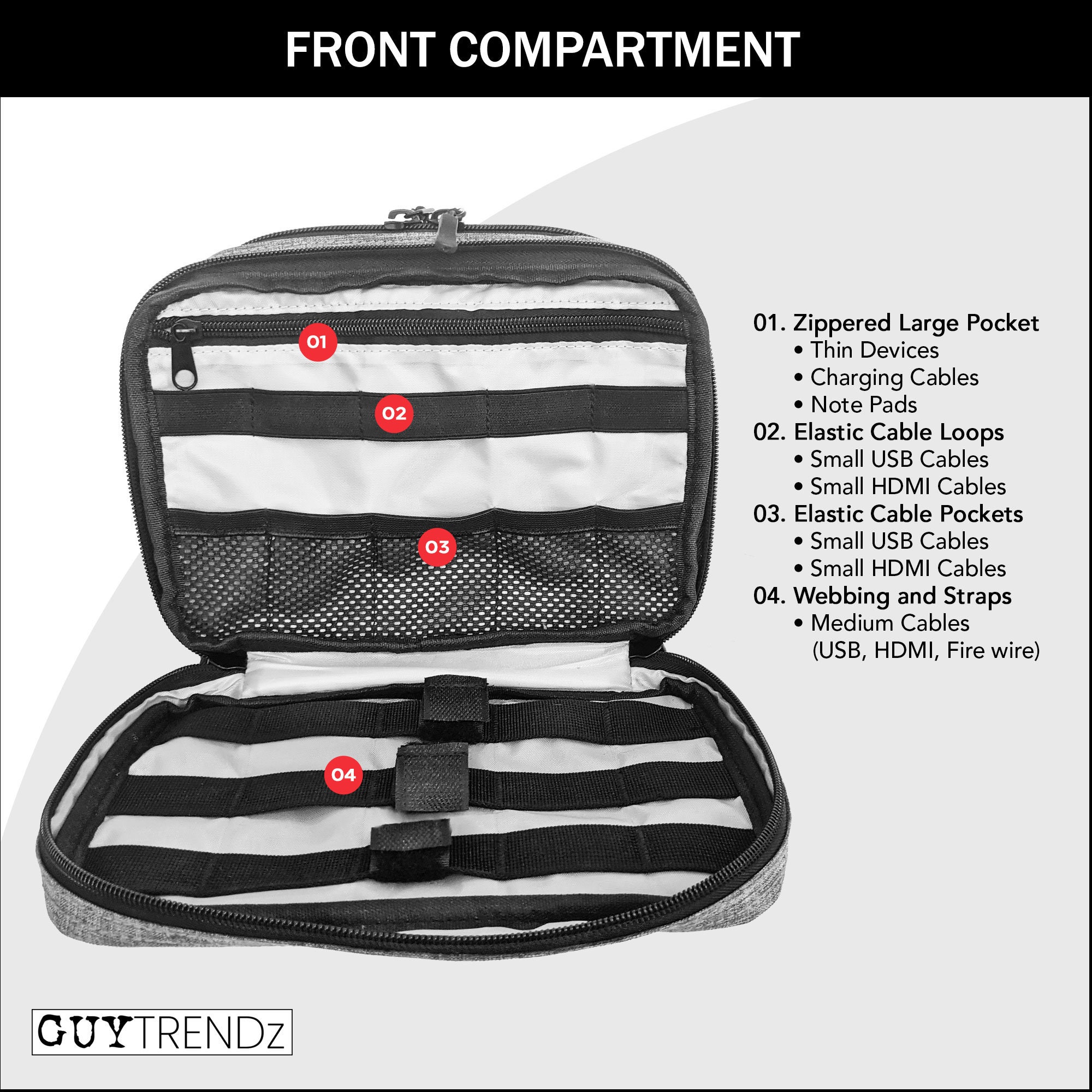 Tech Organizer Case Electronics Gear Organizer for Cables, Devices ...