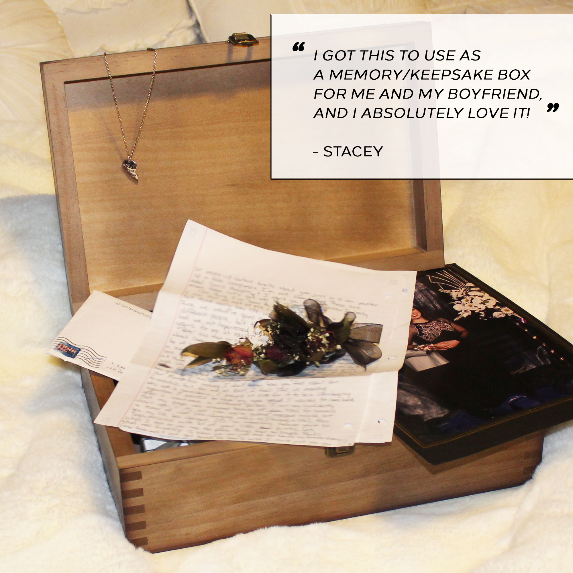 Wood Stained Keepsake Box Large Wooden Decorative Memory Box Gift Box ...