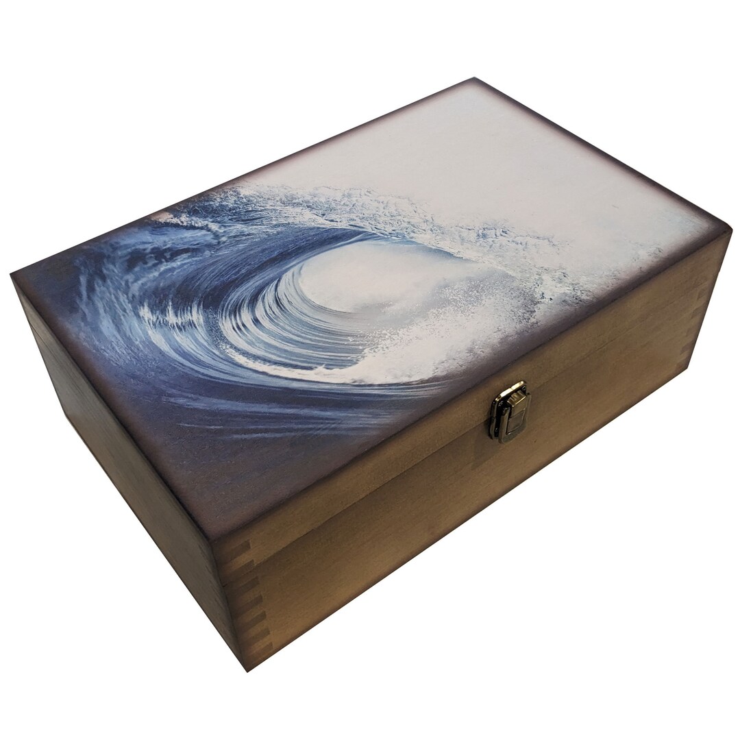 Ocean Wave Keepsake Box Large Wooden Decorative Memory Box Gift Box ...