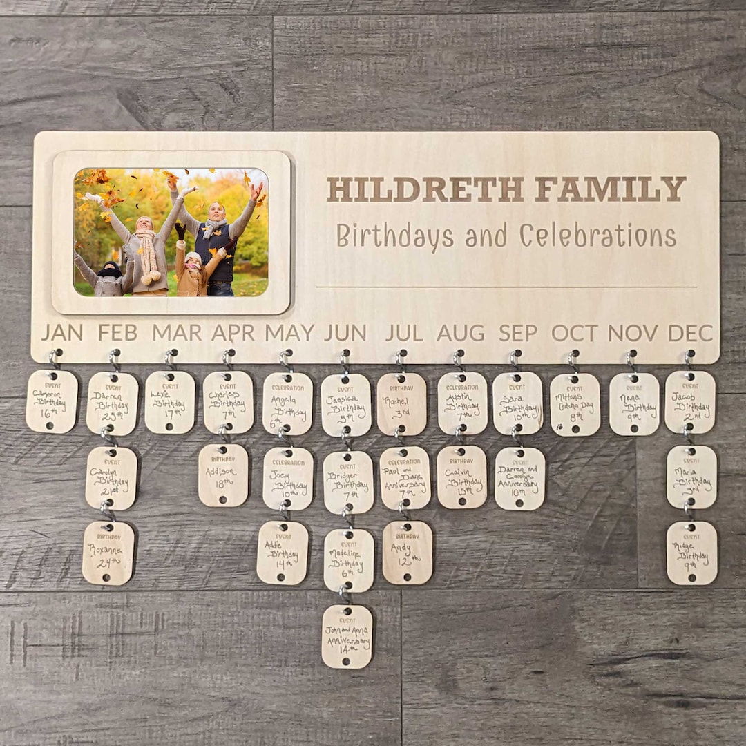 Personalized Family Birthday Calendar With Picture Frame - Personalized ...