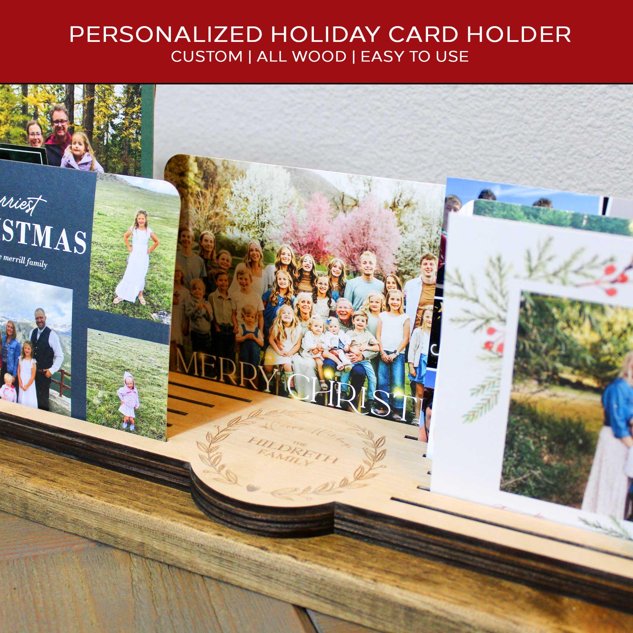 Personalized Christmas Card Holder, Custom Holiday Card Display Rack ...