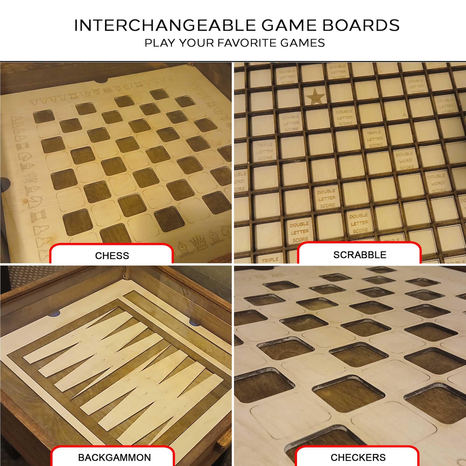 Personalized Game Table With Game Boards | Gaming Table for Games ...