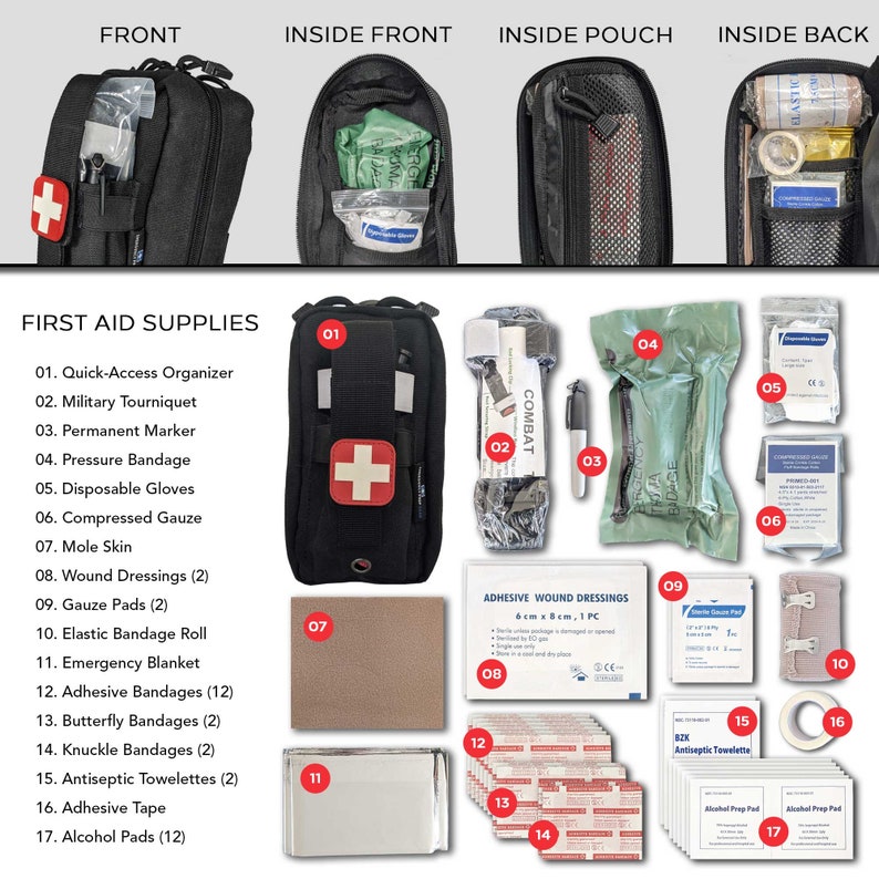 Compact Field First Aid Kit IFAK Camping, Backpacking, Travel, Tactical ...