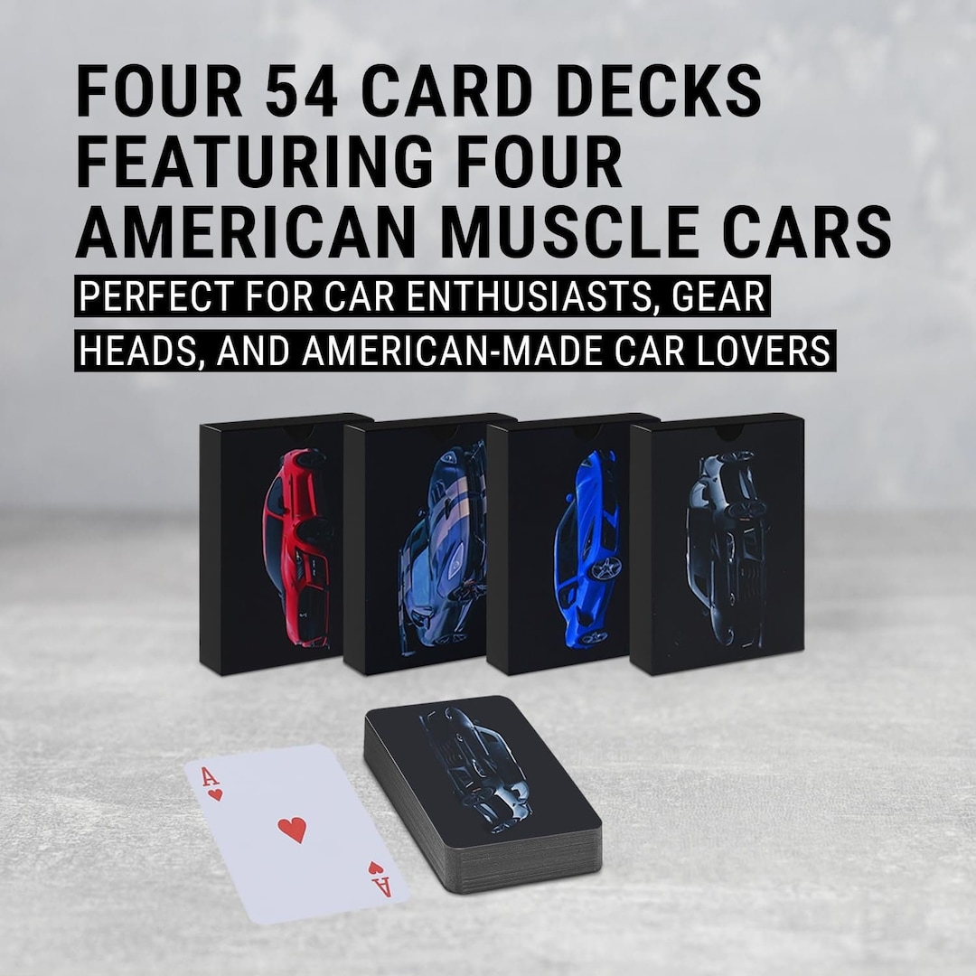 Muscle Car Themed Playing Cards With Organizer Box, Storage Box ...