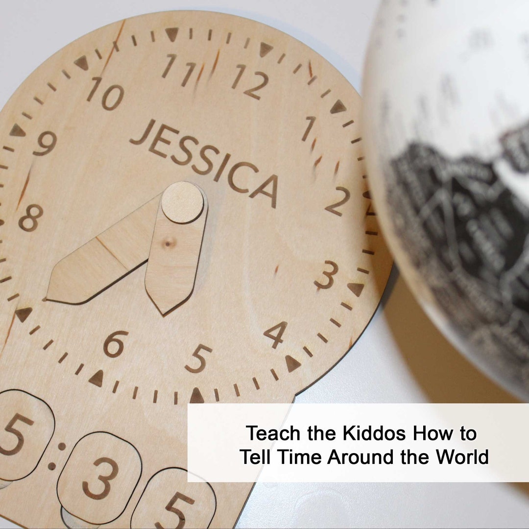 Personalized Educational Clock Analog & Digital Conversion | Wooden Toy ...