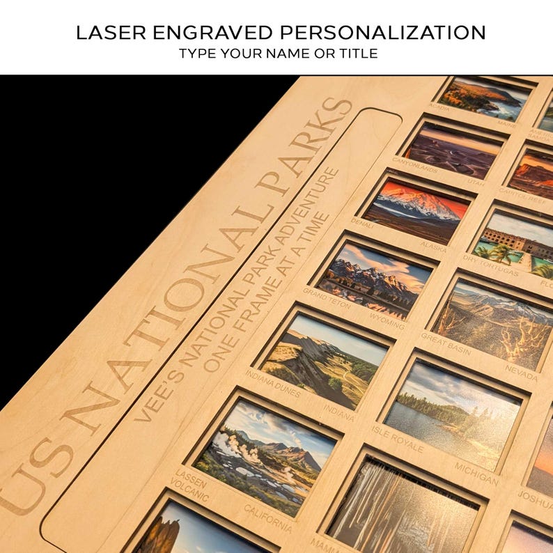 Personalized National Parks Photo Map: Custom Wood Travel Memory ...