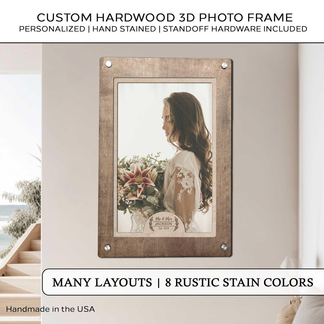 Large Wedding Picture Frame | Custom Rustic Personalized Wedding Photo ...