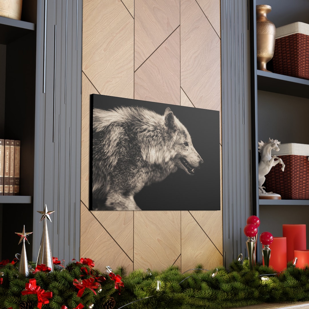 White Wolf Canvas Print Wolf Wall Decor Black and White - Etsy
