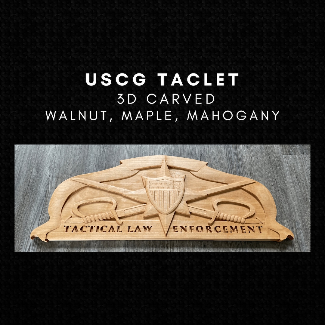 USCG TACLET Badge 3D Carved Hardwood - Etsy