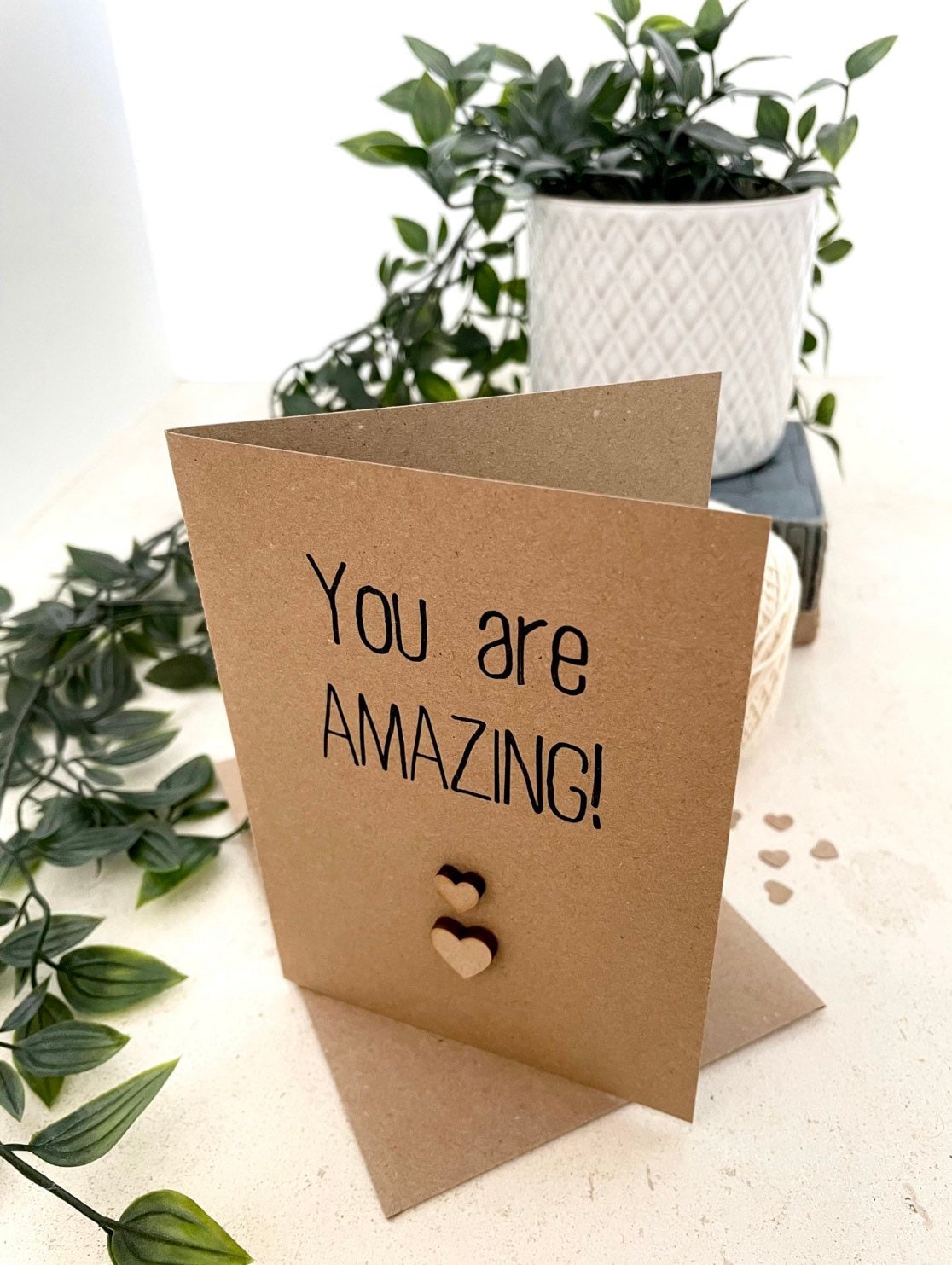 Rustic Positive Thoughts Card | Handmade | Recycled Kraft - Etsy UK