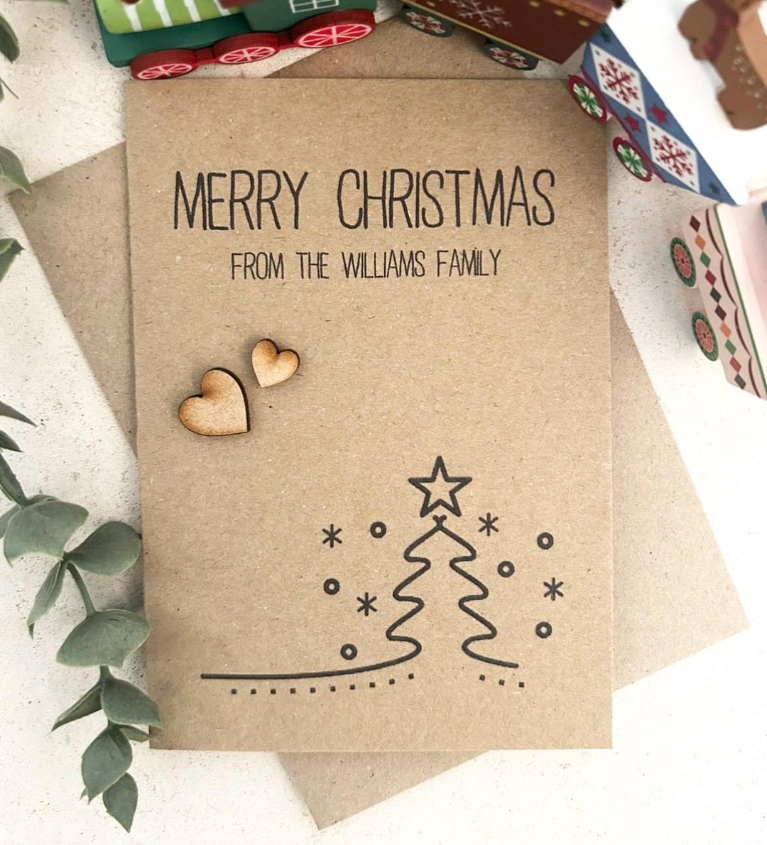 Personalised Christmas Card Rustic Christmas Card Family Christmas Card ...