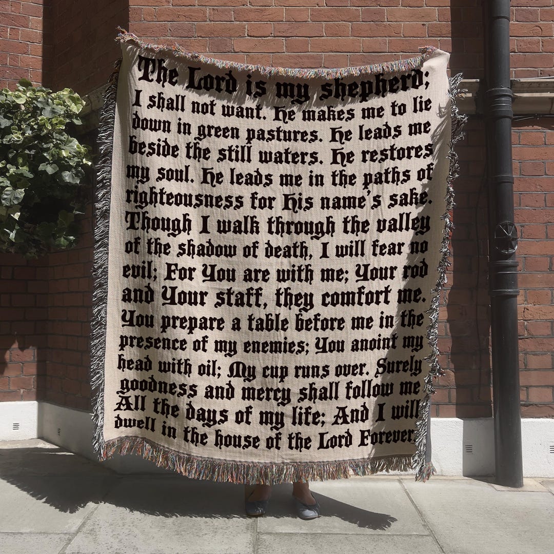 Psalm 23 Bible Verse Woven Blanket, Lord is My Shepherd Scripture ...