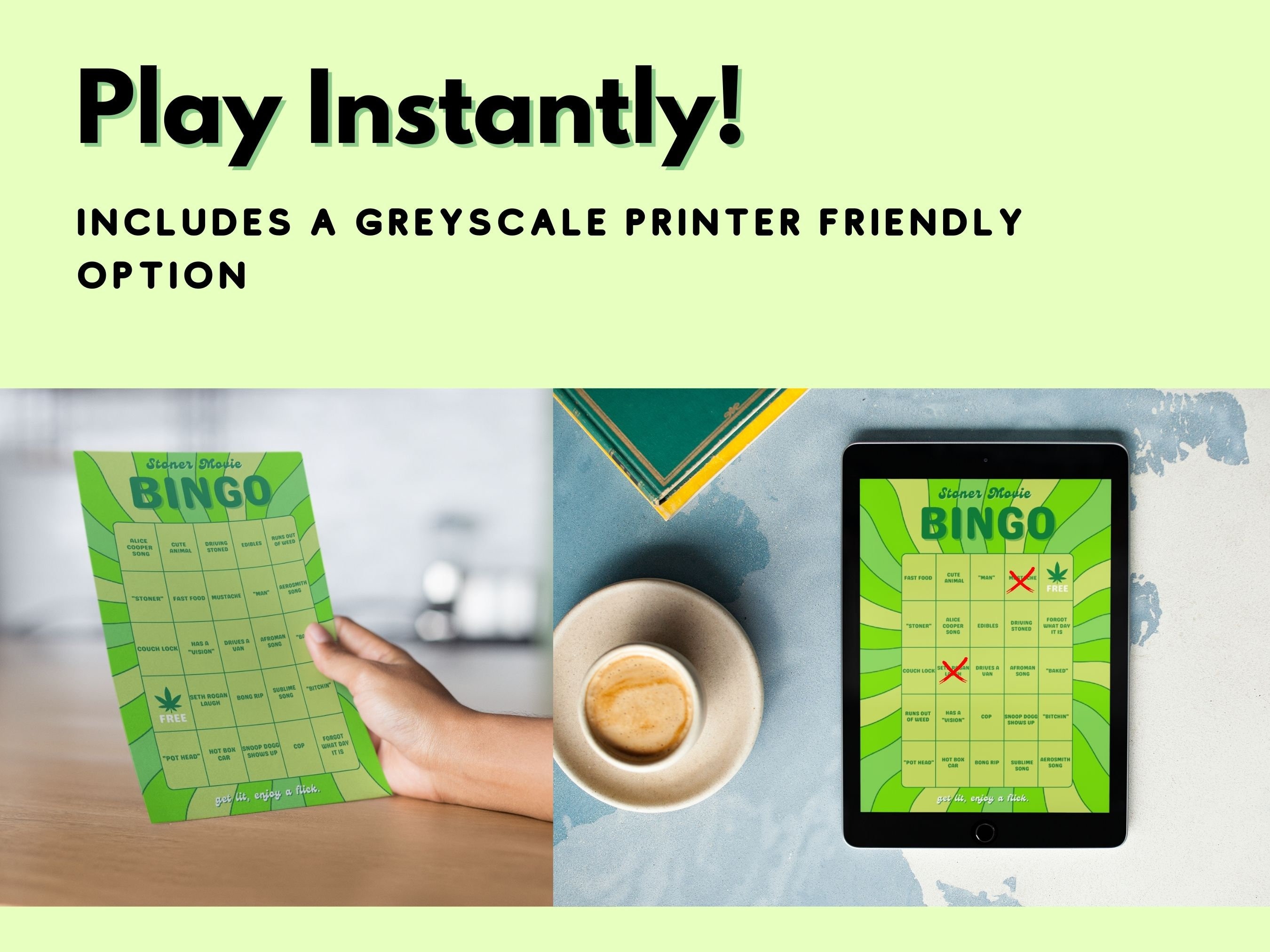 Adult Activity Printable Bingo Cards Stoner Movie Bingo Cards Printable ...