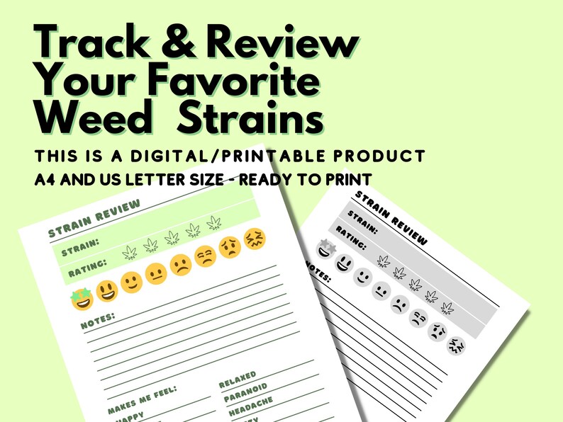 Printable Review Journal Cannabis Review Chart Track and | Etsy