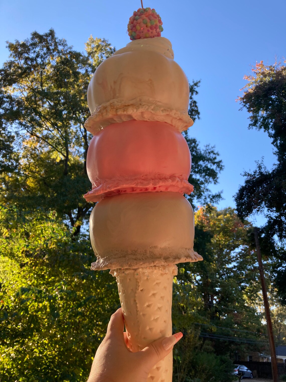 Giant Ice Cream, Candy Props, Candy Land Decor, Ice Cream Decor, Fake ...