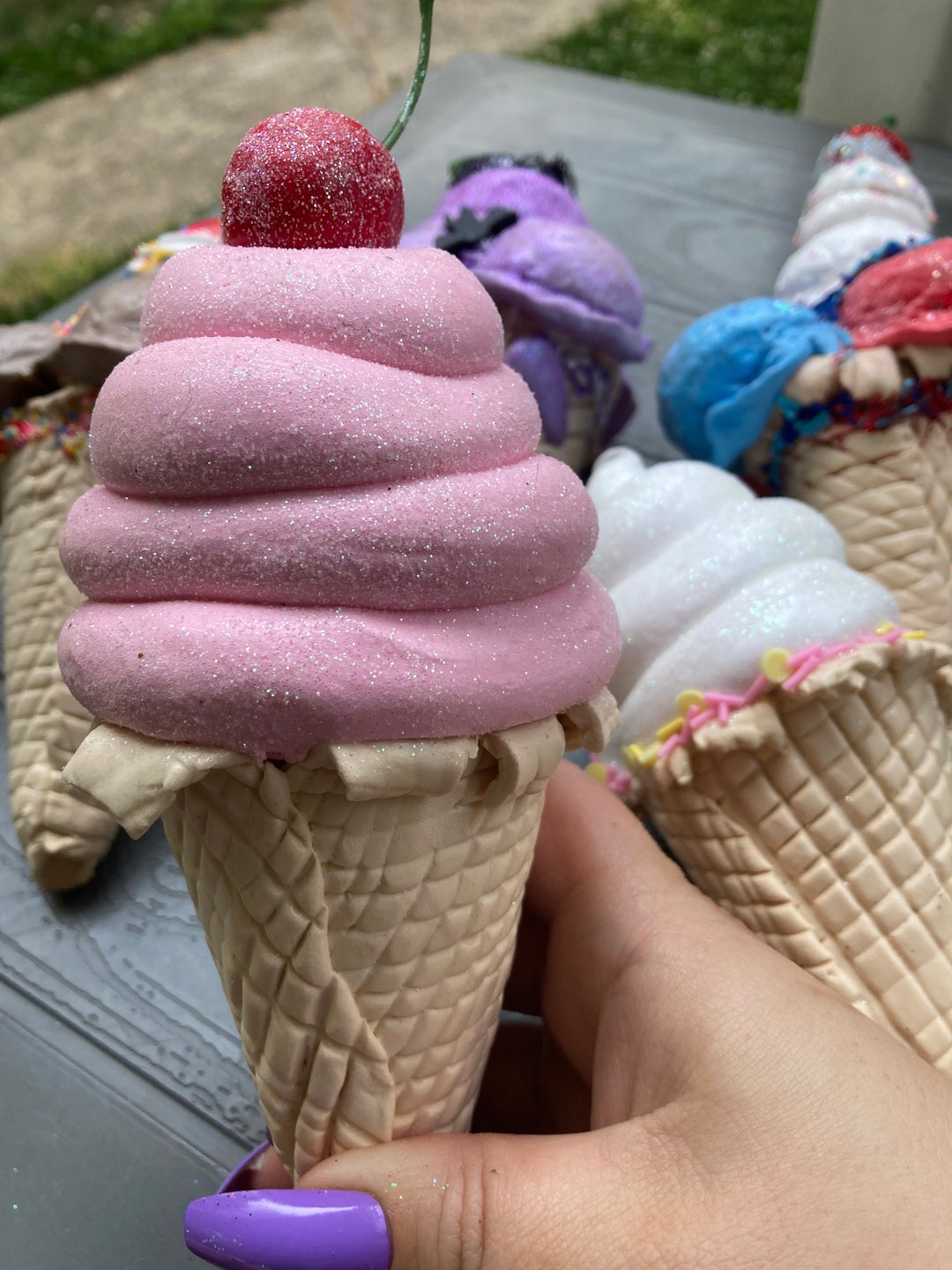 Large Ice Cream Cone, Fake Ice Cream, Halloween Props, Fake Food, Faux ...