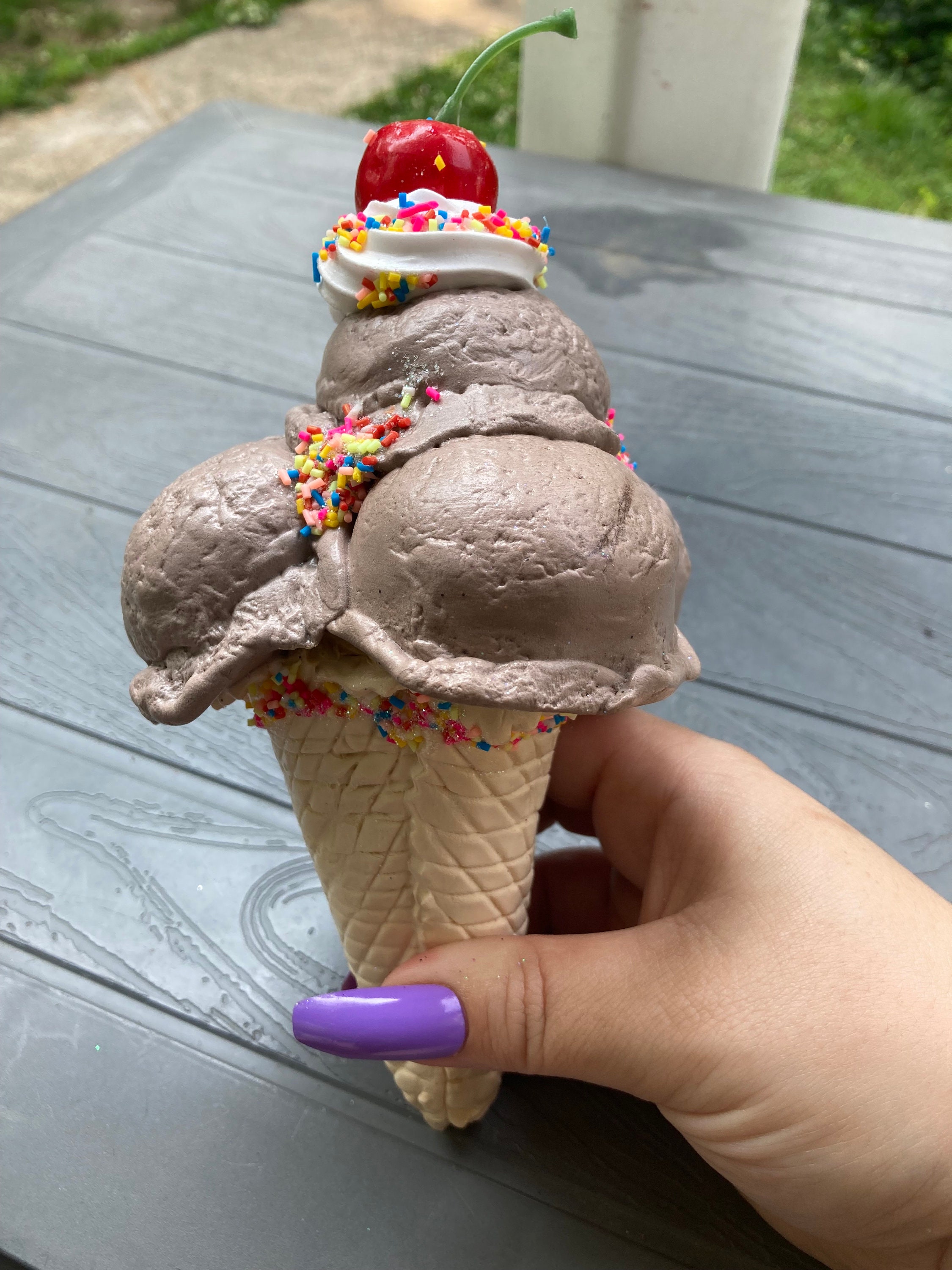 Large Ice Cream Cone, Fake Ice Cream, Halloween Props, Fake Food, Faux ...