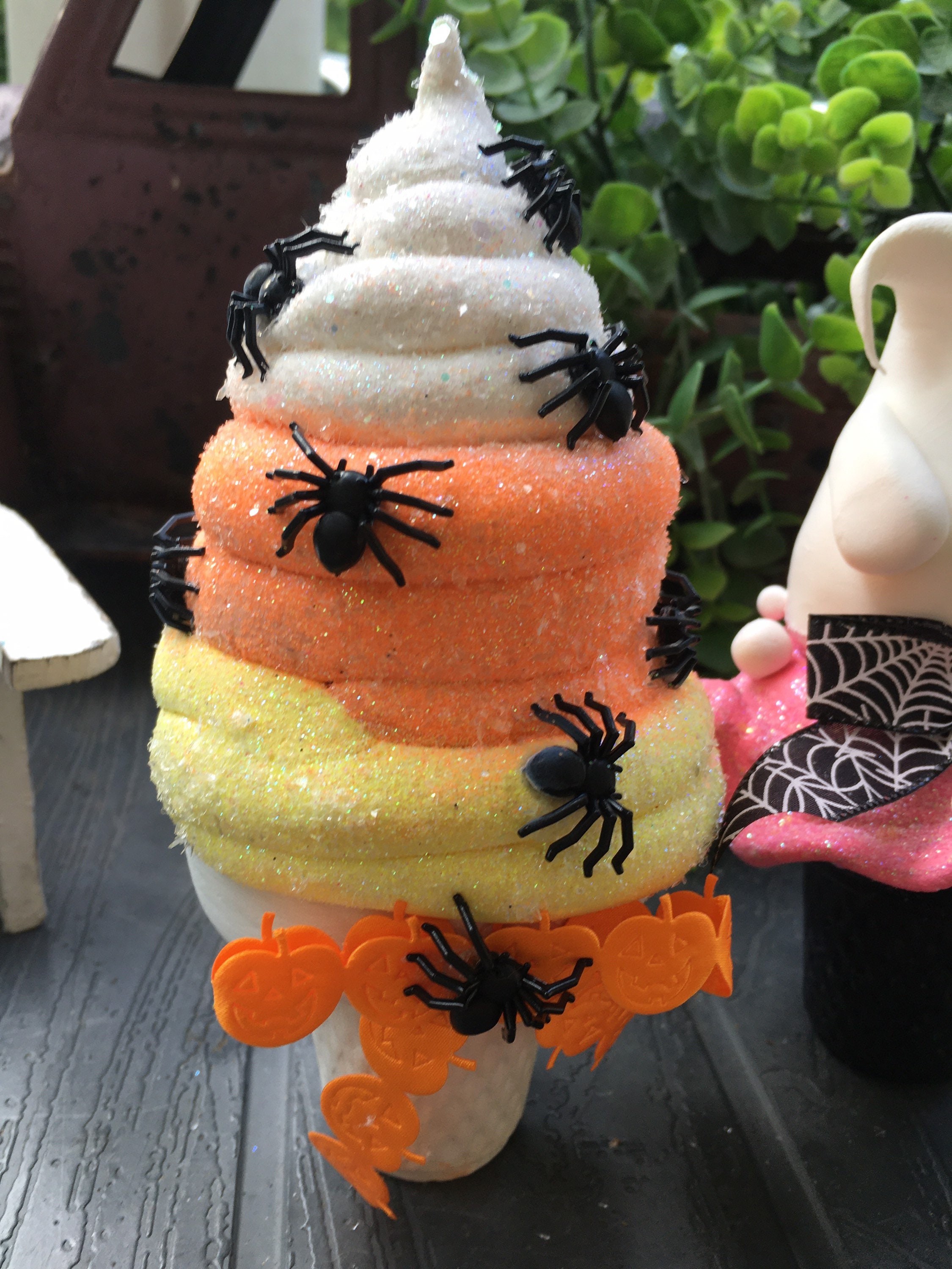 Candy Corn Ice Cream Cone/ghost Ice Cream Cone/ Whimsical Fake Bakes ...