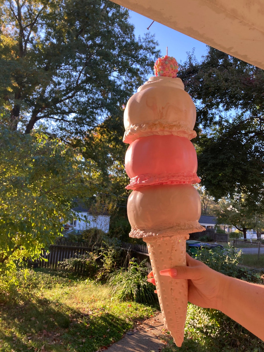 Giant Ice Cream, Candy Props, Candy Land Decor, Ice Cream Decor, Fake ...