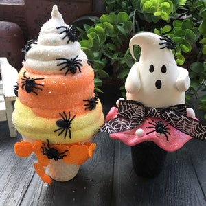 Candy Corn Ice Cream Cone/ghost Ice Cream Cone/ Whimsical Fake Bakes ...