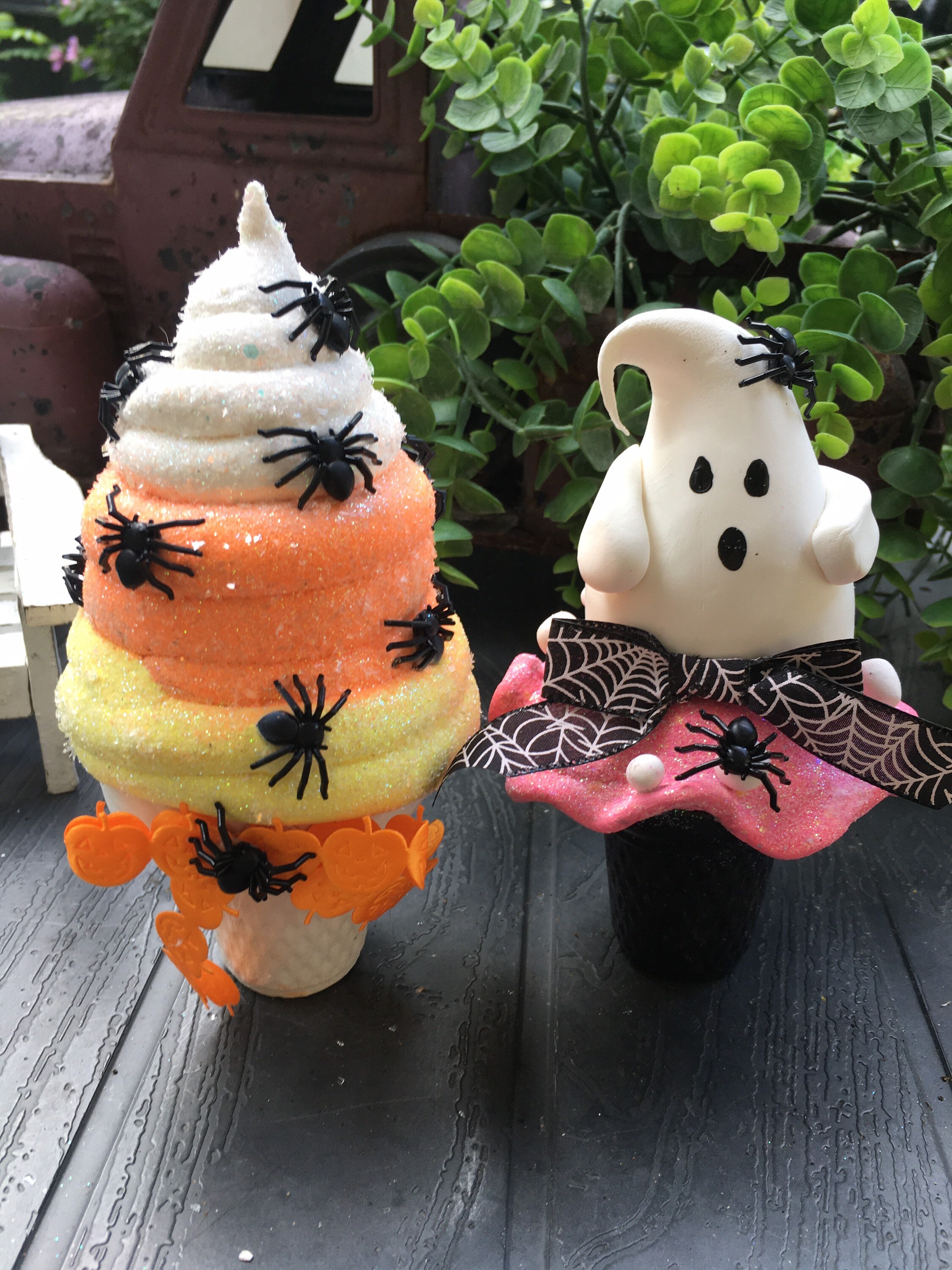 Candy Corn Ice Cream Cone/ghost Ice Cream Cone/ Whimsical Fake Bakes ...
